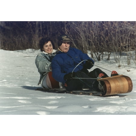 President George Bush Goes Sledding At Camp David With His Daughter ...