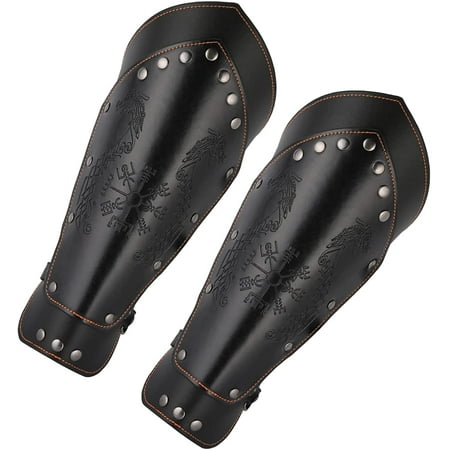 JOYWEI Men Double Layer Viking Leather Arm Armor with Dragon Ship ...