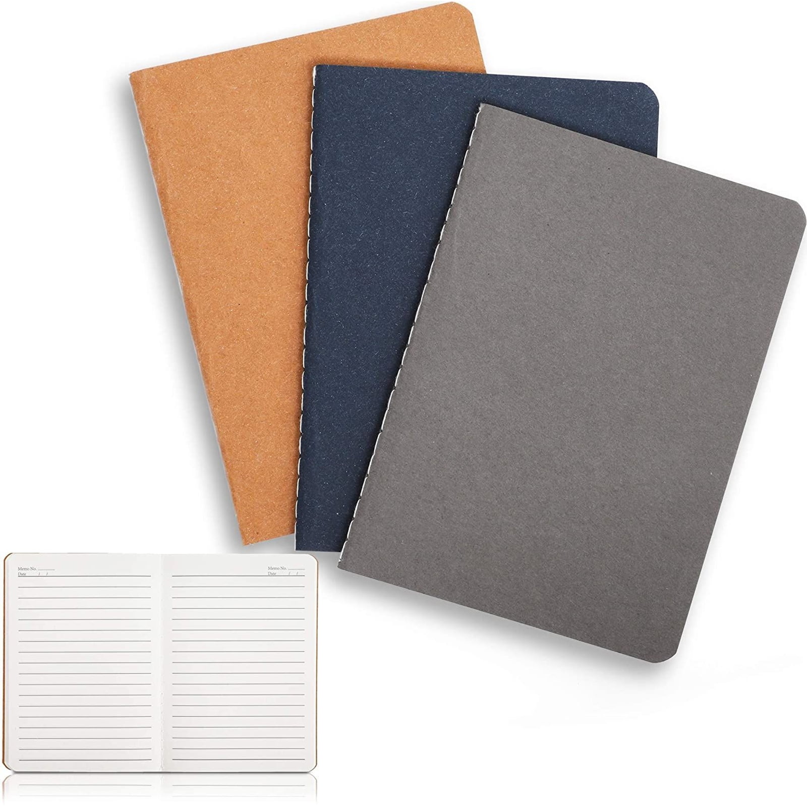 Hand Stitched Pocket Notebook 3 Small Handmade Notebooks with Recycled ...