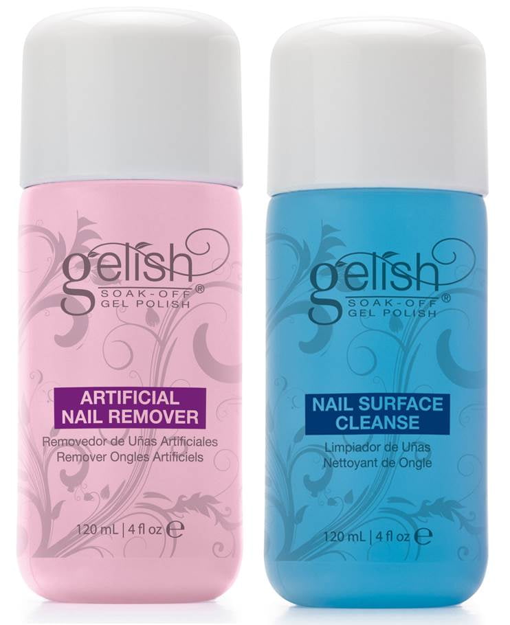 NEW Gelish Soak Off Gel Nail Polish Remover & Cleanser Bottles 120mL (4 ...
