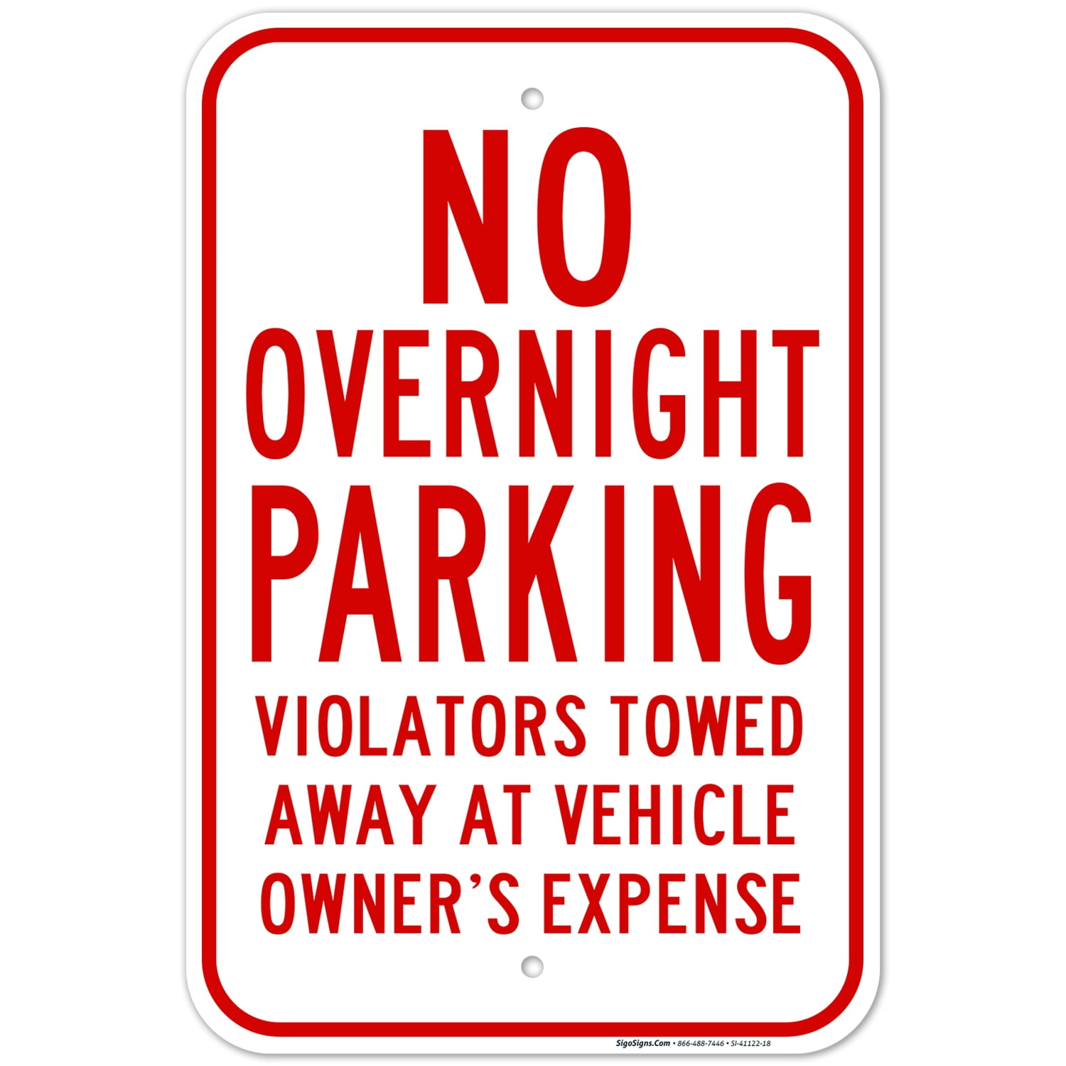 No Overnight Parking Sign, - Walmart.com