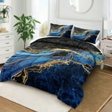MOVE OVER Blue Gold Marble Comforter Set King Blue Marble Bedding Sets ...