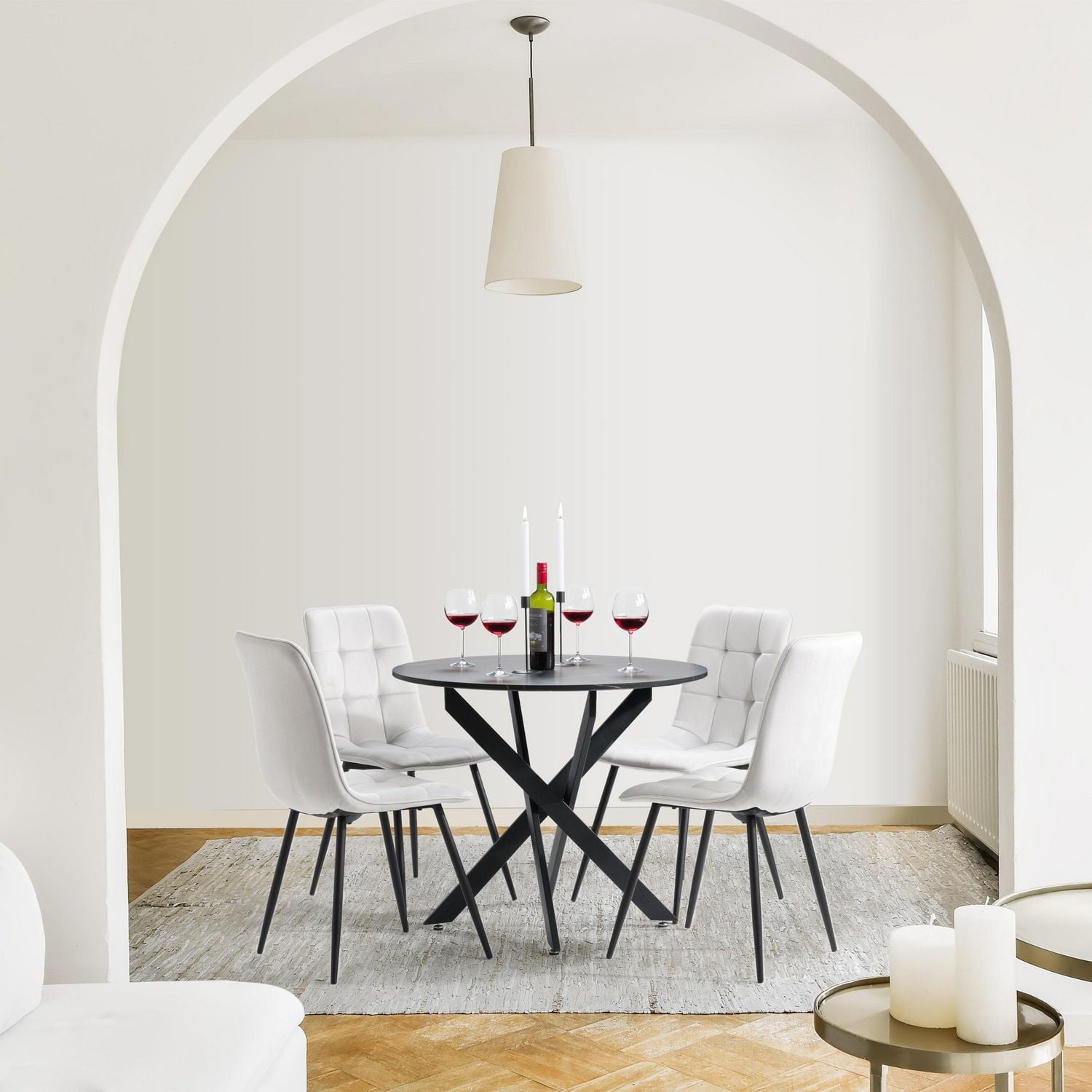 CorLiving Elliot 5-Piece Compact Round Dining Table Set for 4| Small ...