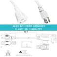 1 Foot Short Extension Cord - 12in White AC Mini Indoor 3 Prong ...