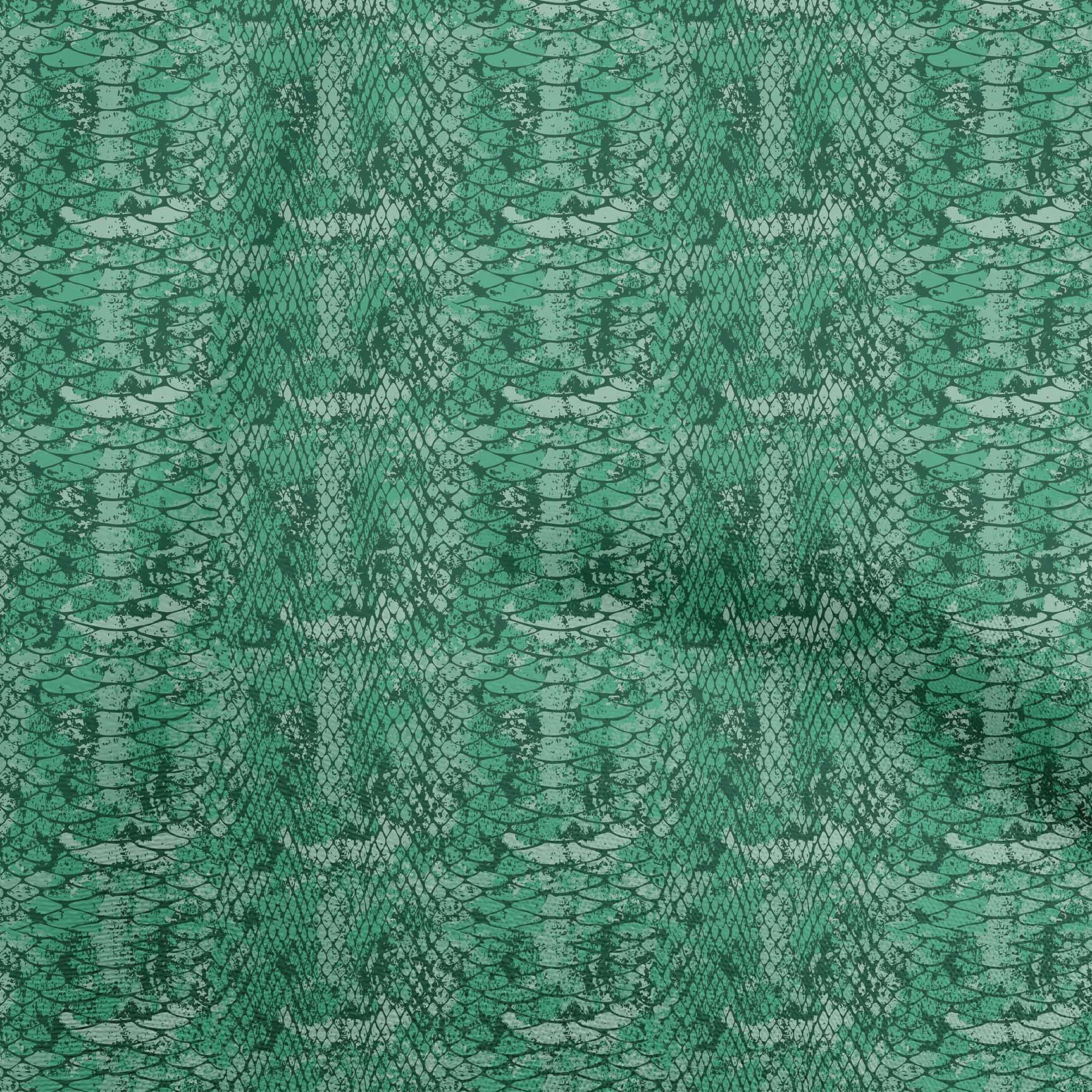 oneOone Cotton Cambric Green Fabric Animal Skin Sewing Material Print ...