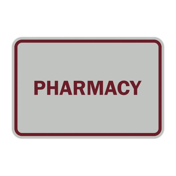 Classic Framed Pharmacy Sign (Light Grey / Burgundy) - Medium - Walmart.com