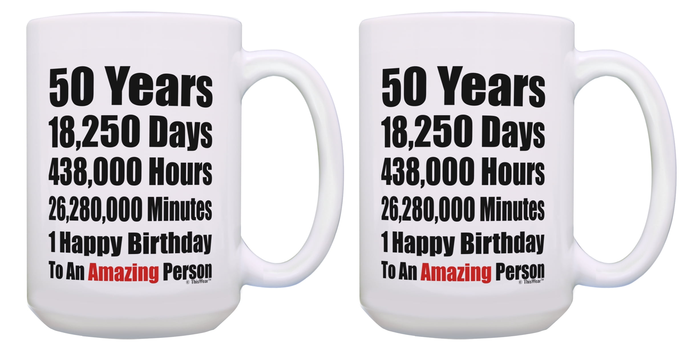 ThisWear 50th Birthday Gifts 50 Years 1 Happy Birthday Mug Set 2 Pack ...