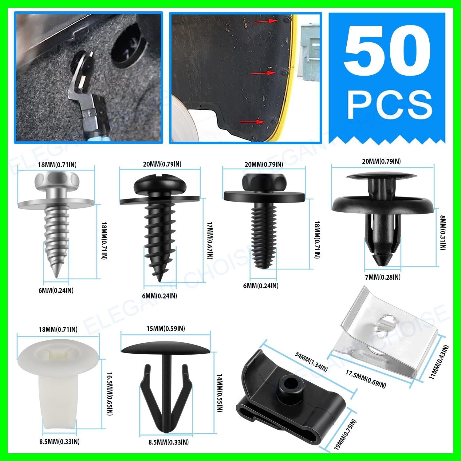 Htwon Bumper Splash Shield Under Engine Push Clips Screw Rivet For ...