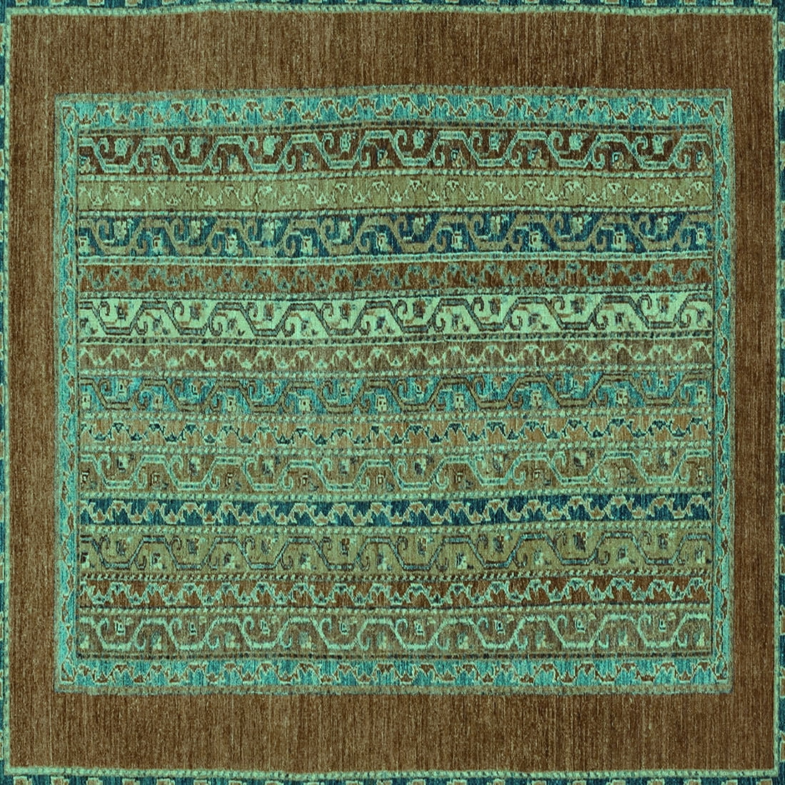 Ahgly Company Indoor Square Abstract Turquoise Blue Modern Area Rugs, 7 ...