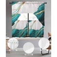 Aqua White Marble Kitchen Curtain and Valance Set 3 Pieces,Rod Pocket ...