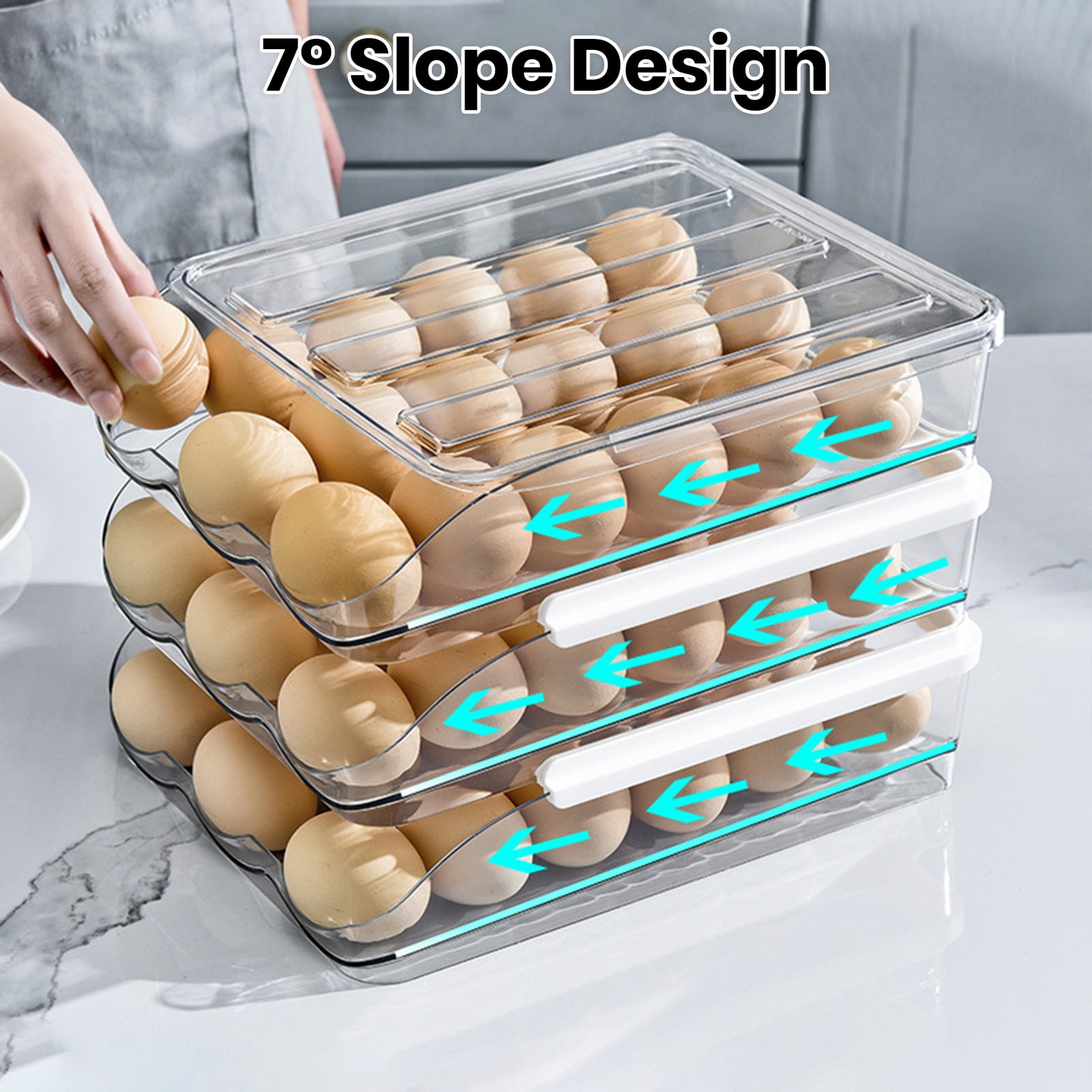 Transparent Egg Storage Box - Keep Neat, Automatic Scrolling, Egg ...