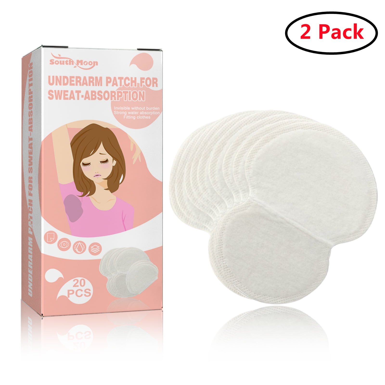 2 Pack Underarm Sweat Pads - Armpit Sweat Pads Disposable, Odour Free ...