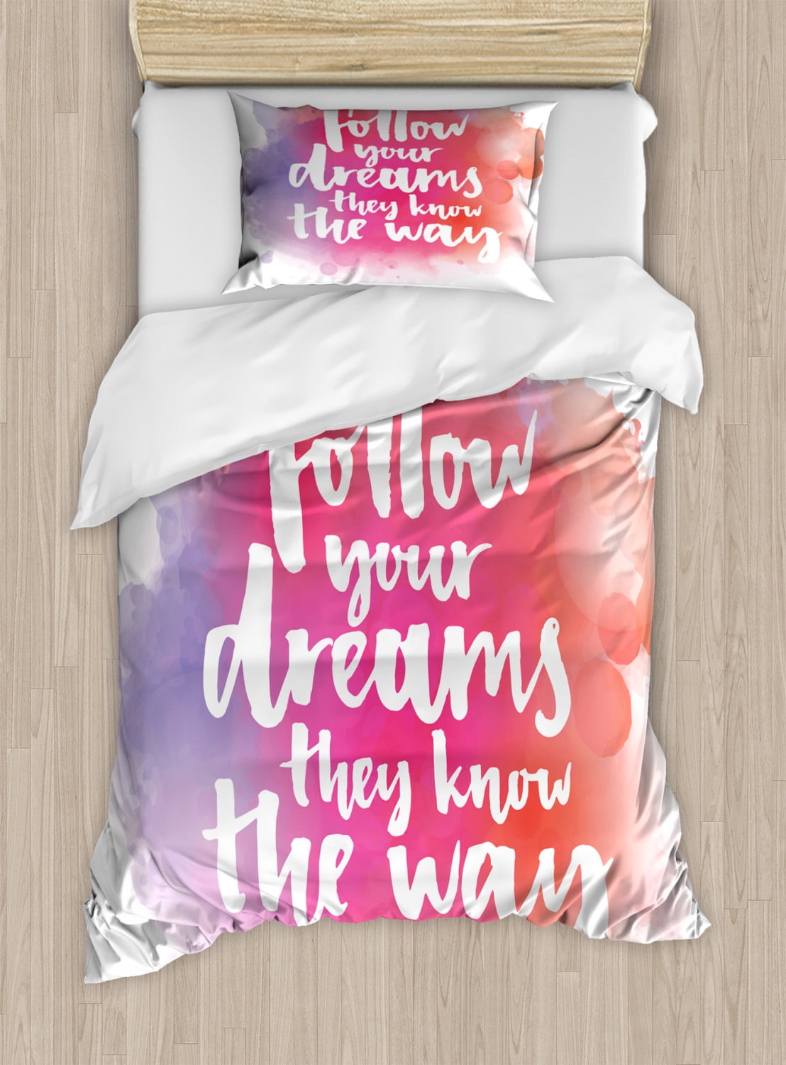 Dream Duvet Cover Set Twin Size, Motivational Follow Your Dreams They ...