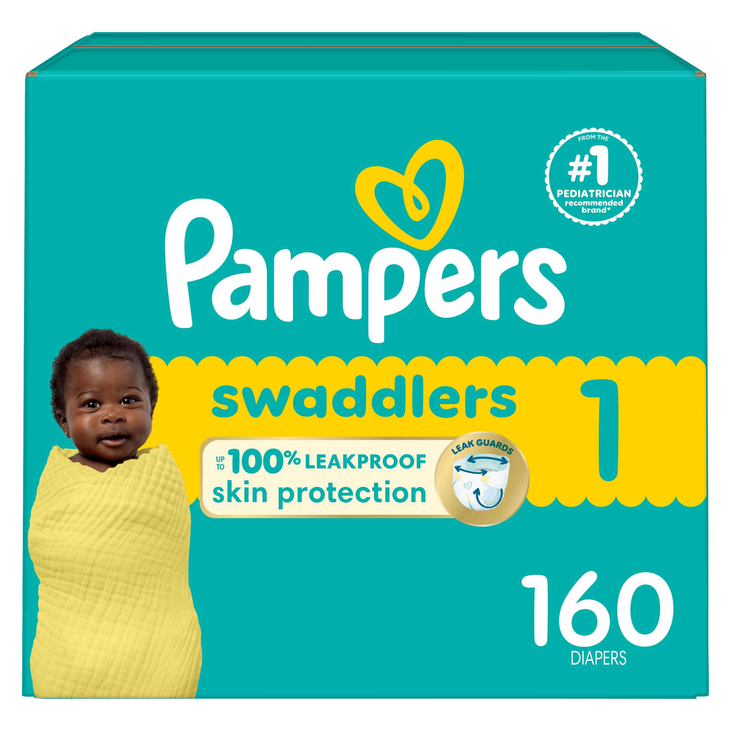 Pampers Swaddlers Diapers, Size 1 (8-14 lbs), Absorbent, Keeps Baby Dry ...