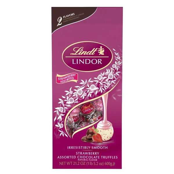 Lindt Lindor Strawberry Chocolate Truffles, Assorted Flavors, 21.2 ...