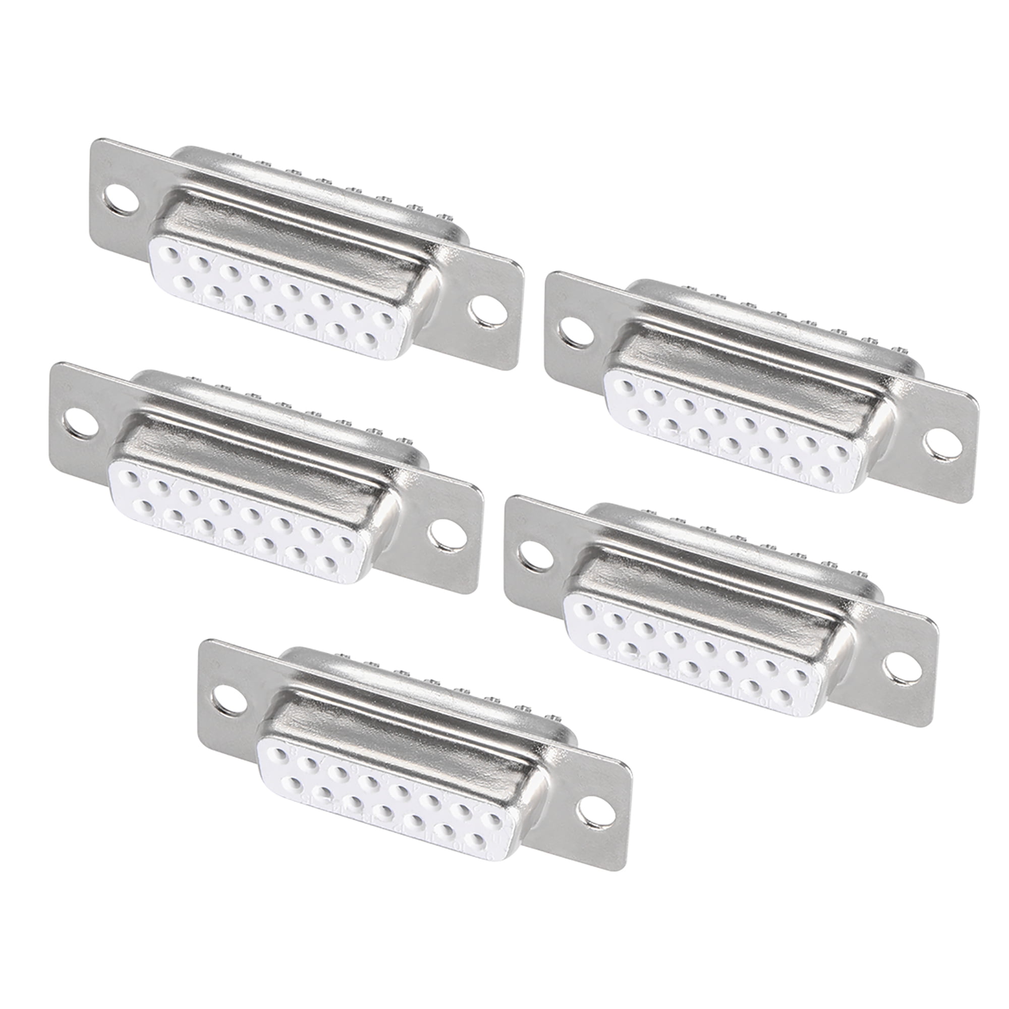 D-sub Connector Female Socket 15-pin 2-row Port Terminal White 5pcs ...