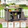 Bifanuo 54" Portable Outdoor Table with Smooth Wheels, Outdoor Kitchen ...