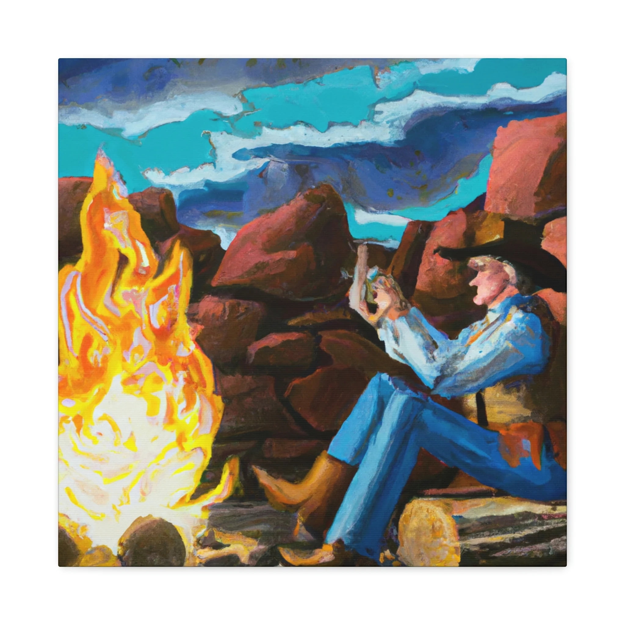 Campfire Nocturne Scene - Canvas - Walmart.com