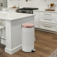 Innovaze 8 Gal. White Metal Round Shape Step-on Kitchen Trash Can with ...