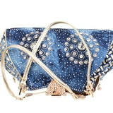 Coofit Women's Denim Crossbody Purse with Rhinestones Butterfly Clasp ...