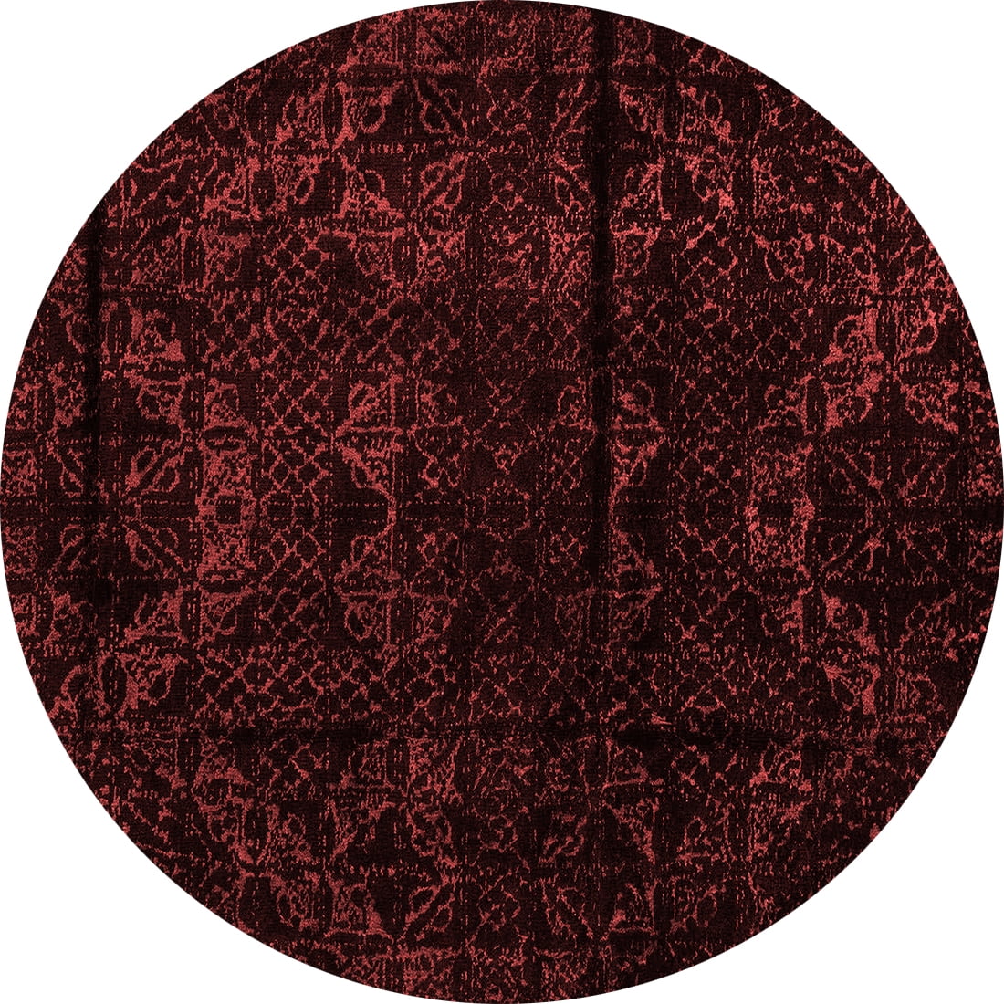 Ahgly Company Machine Washable Indoor Round Abstract Red Modern Area ...