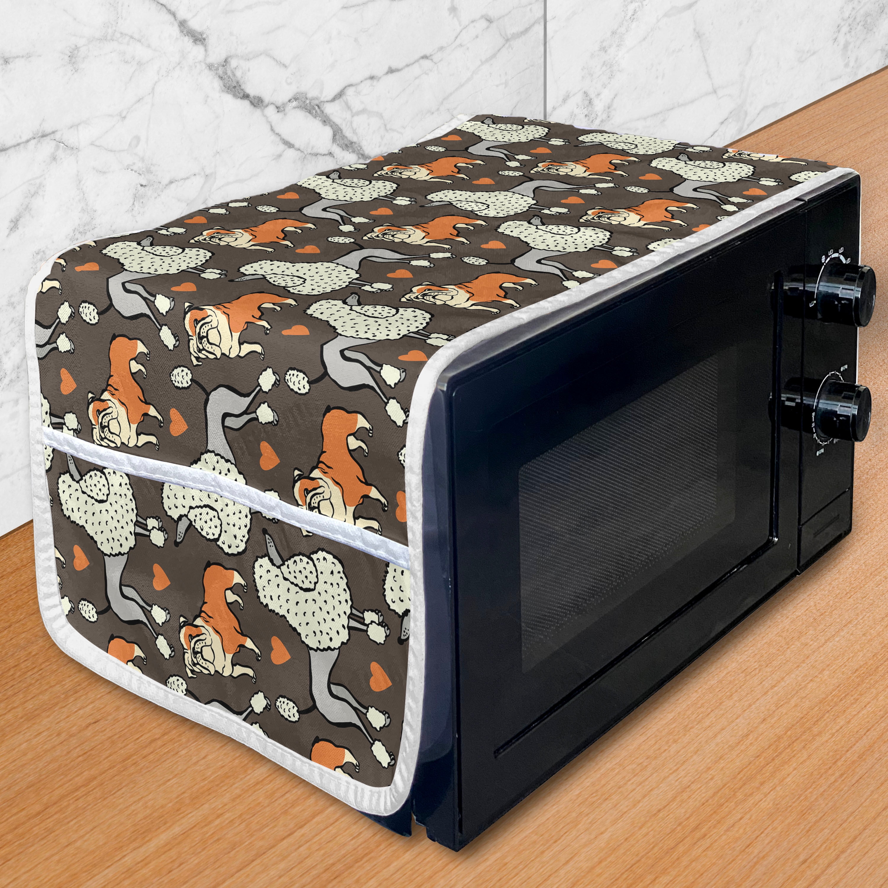 Poodle Microwave Oven Cover, Doodle Illustration of Dogs with Heart ...