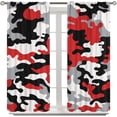 Camo Curtain, Abstract Black Red Grey Hunter Army Camouflage Pattern ...