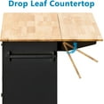 CAIDI Mobile Kitchen Island with Drop Leaf, Rubberwood Countertop ...