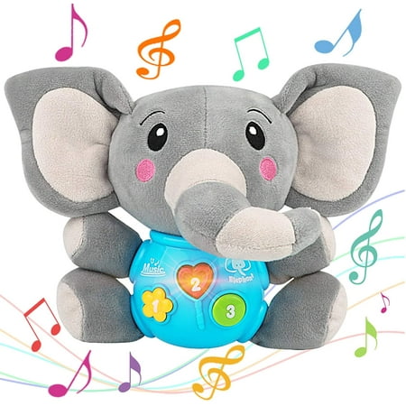 EAYY Plush Elephant Music Baby Toys 0 3 6 9 12 Months, Cute Stuffed ...