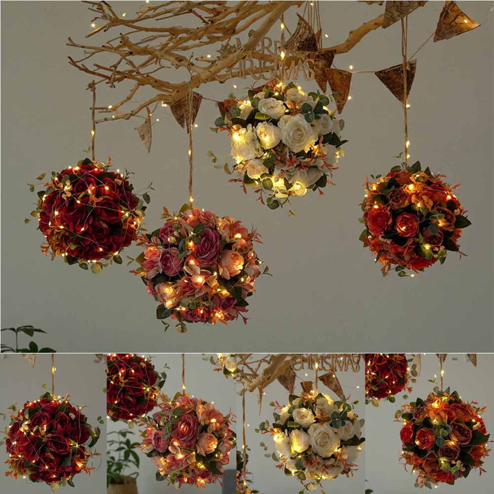 Cheers.US Fake Flower Ball Arrangement Bouquet, Plastic Roses with Base ...