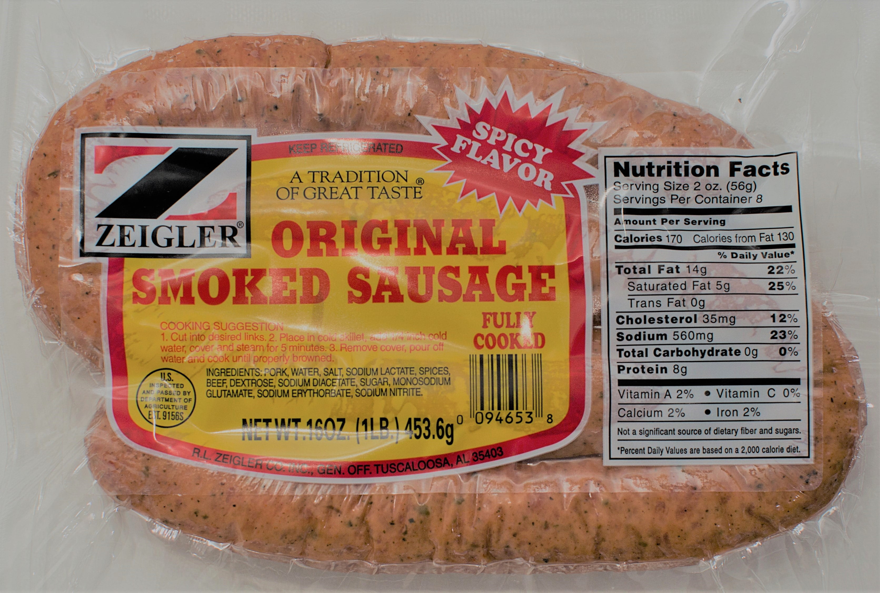 Zeigler Original Smoked Sausage, 16 Oz. – Walmart Inventory Checker ...