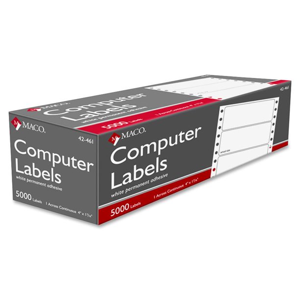 Maco, MAC42461, High Speed Data Processing Labels, 5000 / Box, White ...