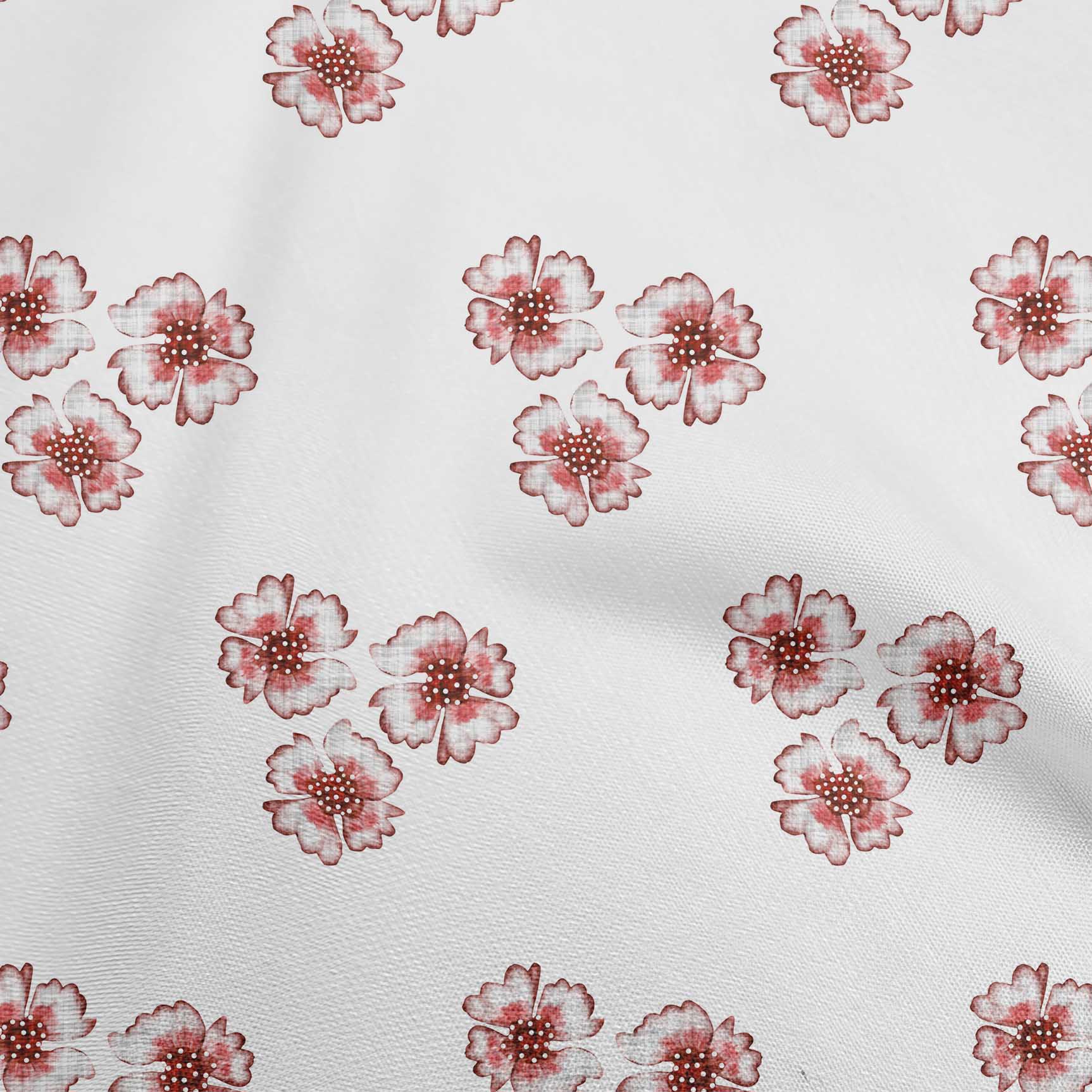 oneOone Cotton Silk Red Fabric Floral Dress Material Fabric Print ...