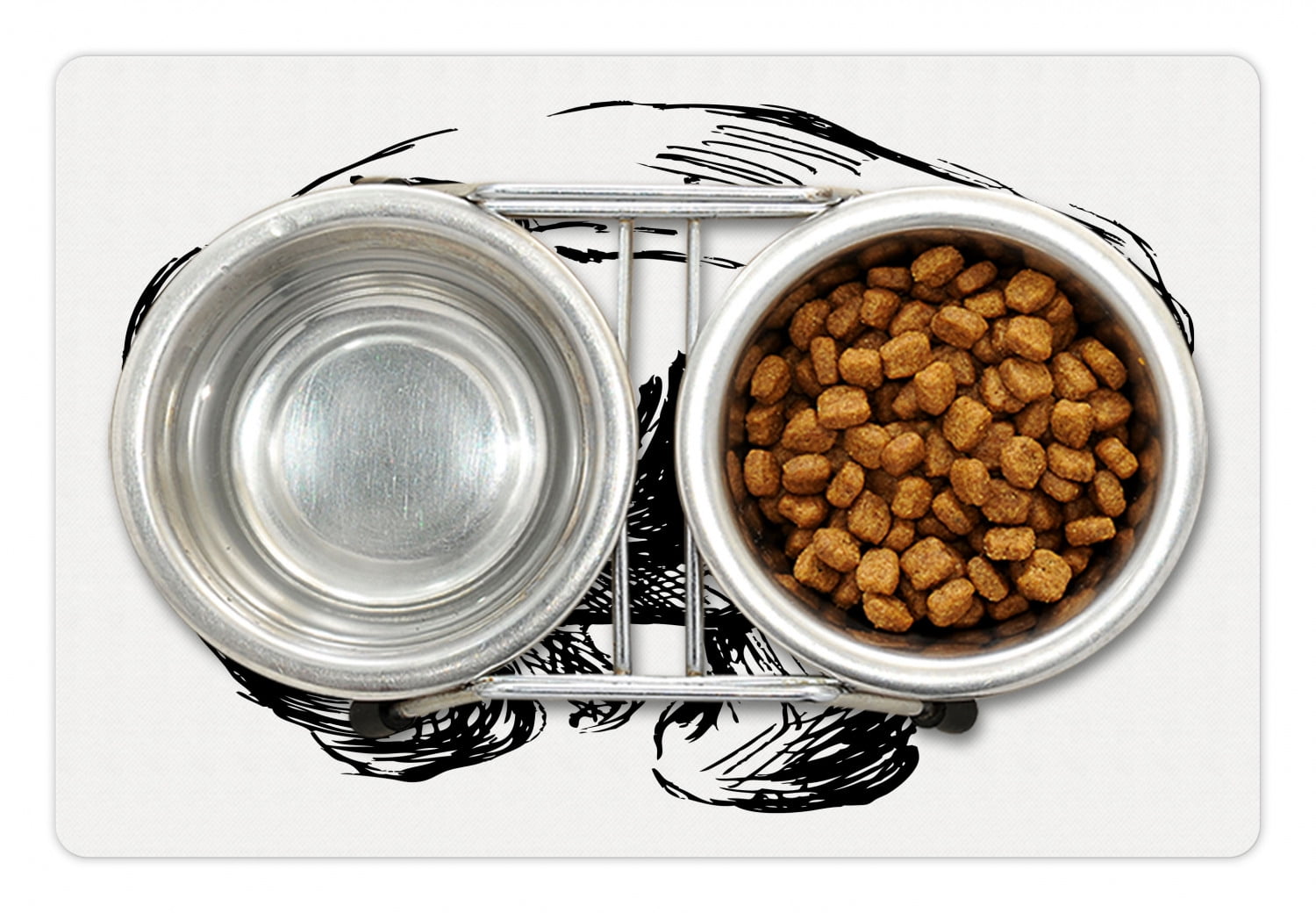 Rhino Pet Mat for Food and Water, Hand Drawn Running Animal Savannah ...