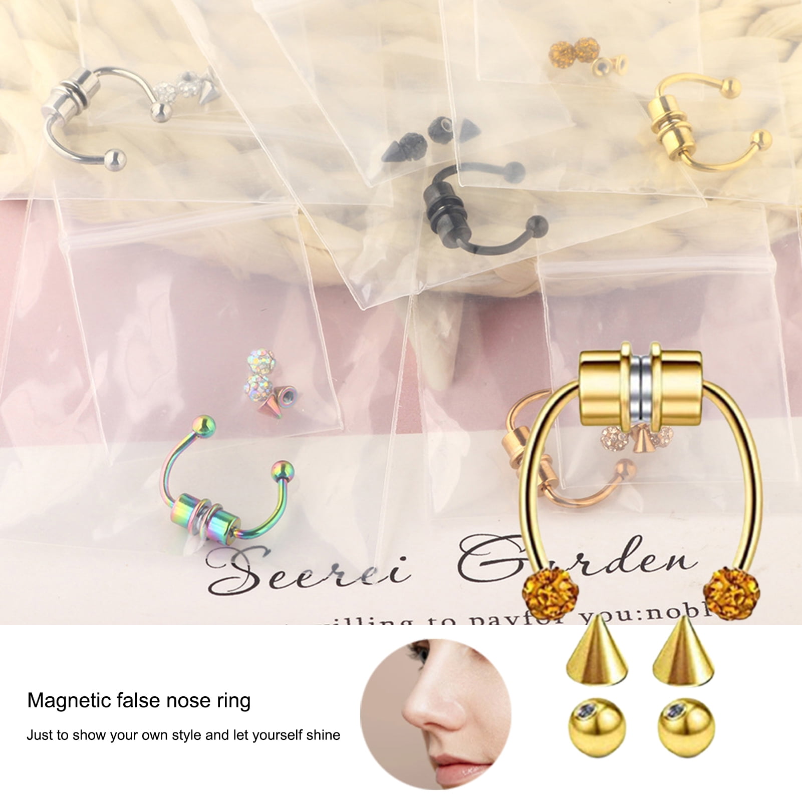 Anvazise Magnetic Nose Ring Non-Allergic Stainless Steel Fake Septum ...