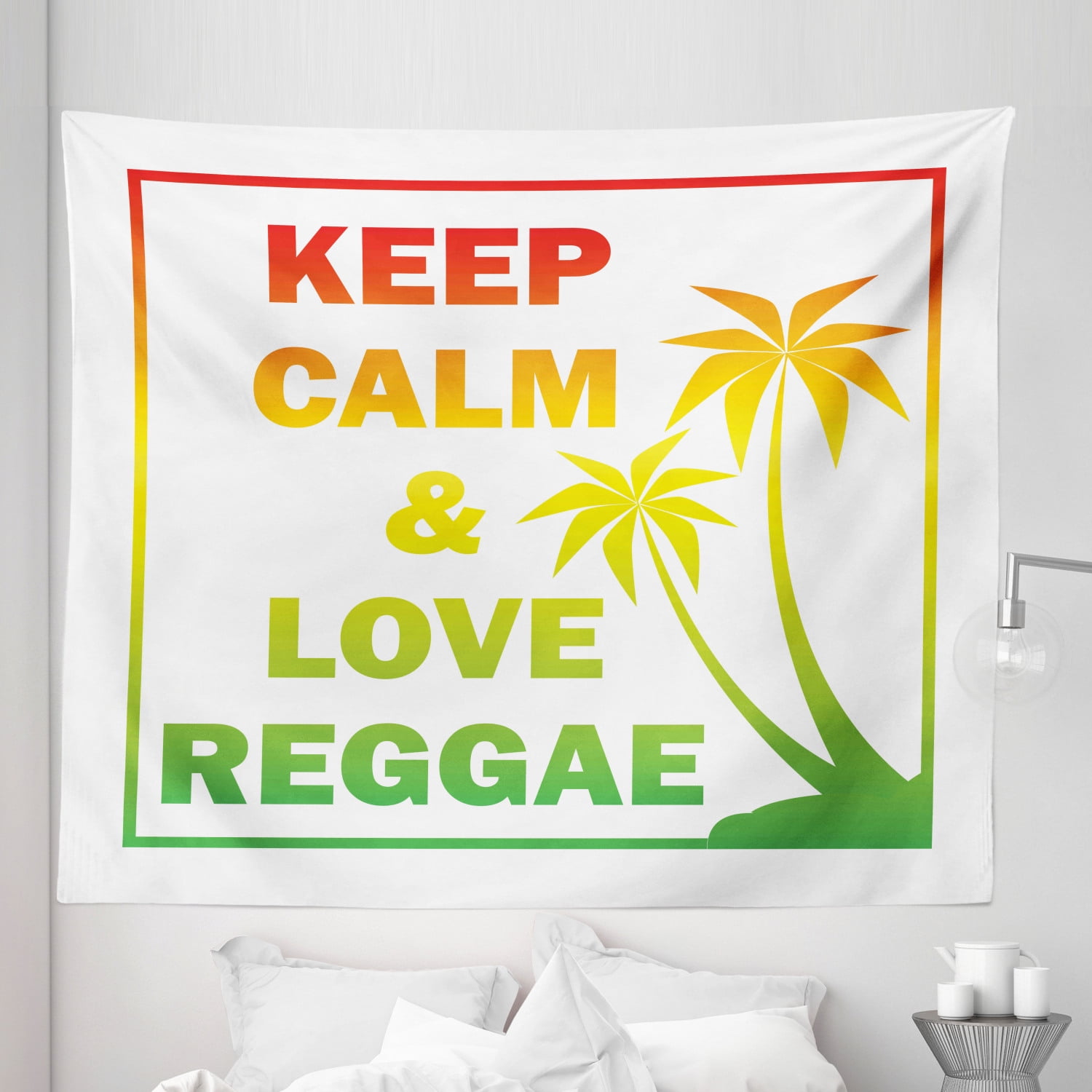 Rasta Tapestry, Keep Calm and Love Reggae Words in Ombre Rainbow Colors ...
