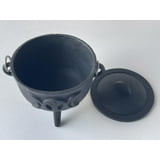 Triple Moon Cast Iron Cauldron With Lid and Handle, Witches Cauldron ...