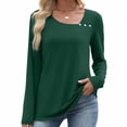 Abtuhar Women Long Sleeve Tops Solid Slanted Neck Button Front Loose ...