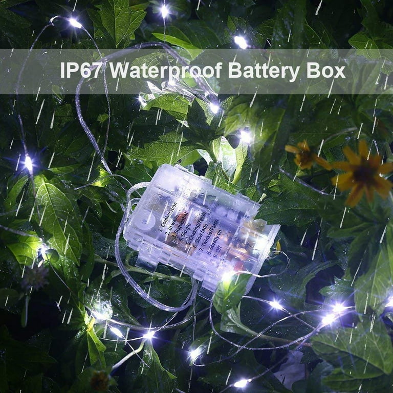 100 White Outdoor Led Battery Operated Party String Lights With Timer ...