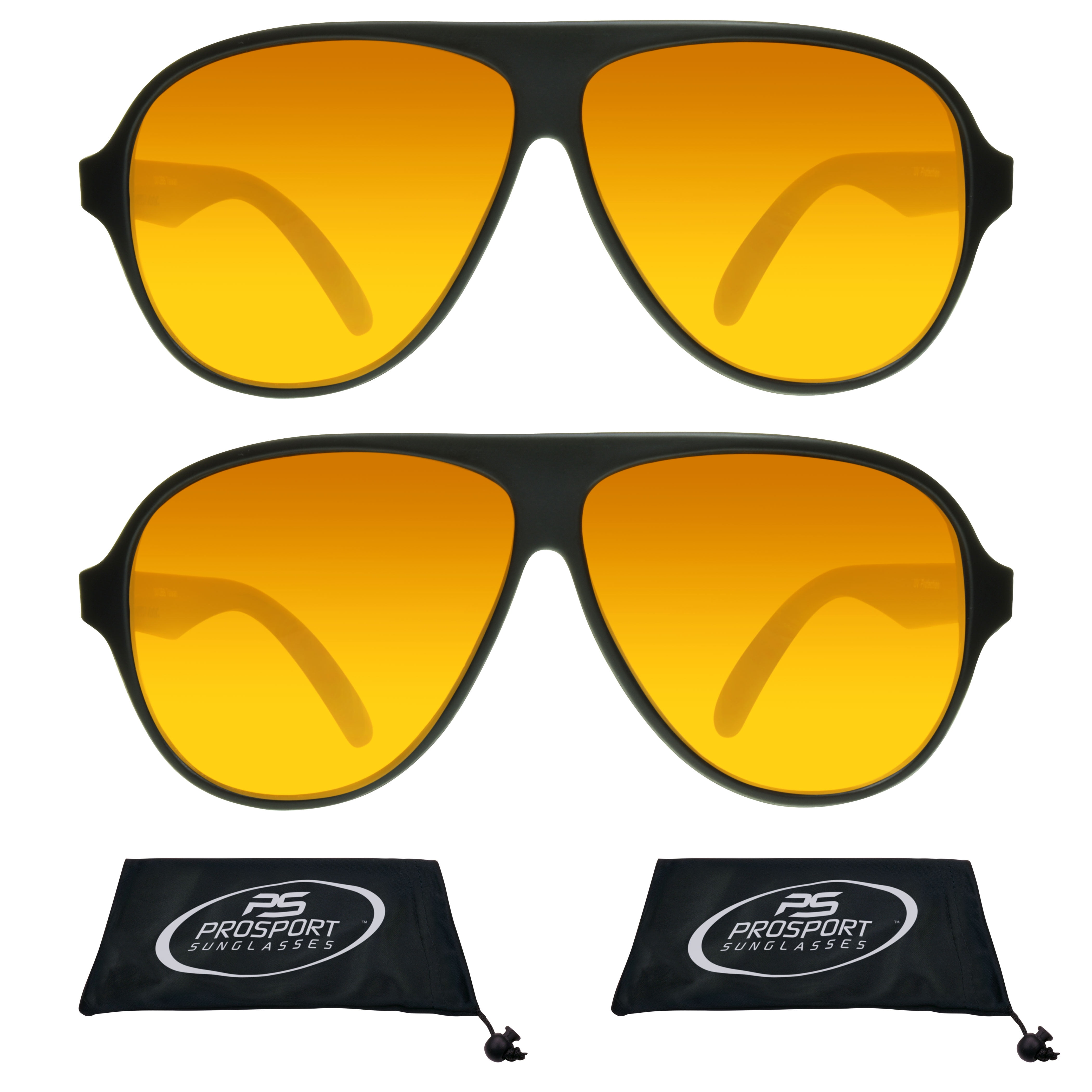 proSPORT Aviator Sunglasses Blue Light Blocker HD Amber Casual Black ...