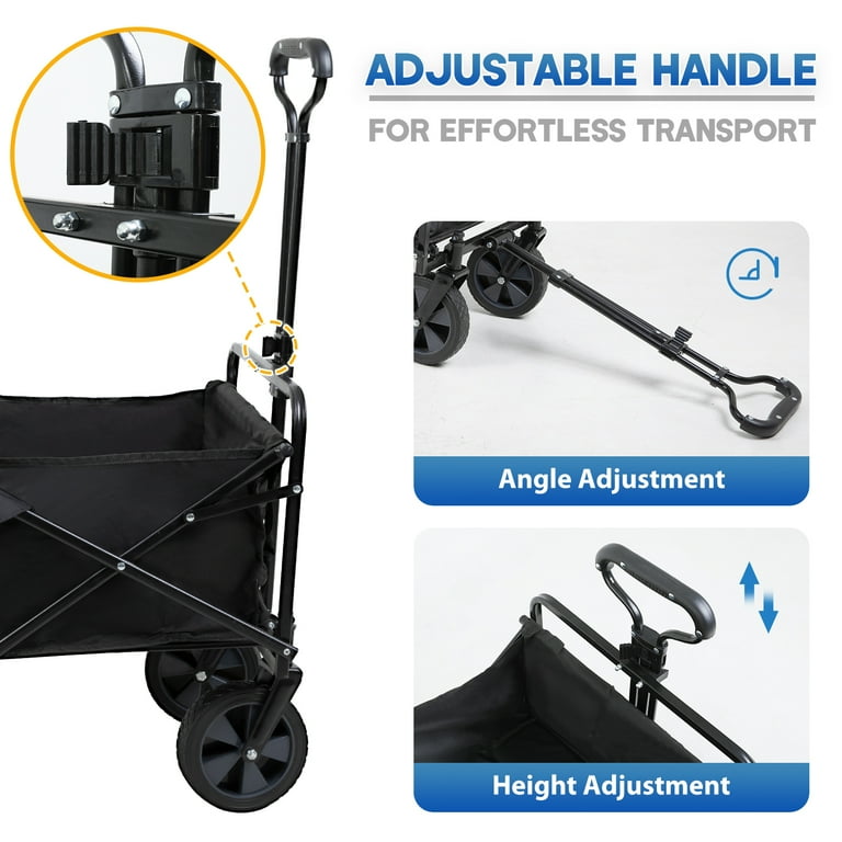 Chariot Pliable Folding Wagon Push Handle, Adjustable Universal-Wagon ...