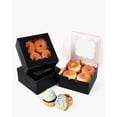 Black Cookie Boxes with Window 100packs 6x6x3 Black Bakery Box Pastry ...