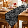 Black Flowers Table Runner Linen Burlap Table Runner 72 Inches Long ...