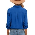 ClodeEU Womens's Collared Long Sleeve Shirts, Button Down Fit Cotton Blouse Blue*,Womens Plus ...