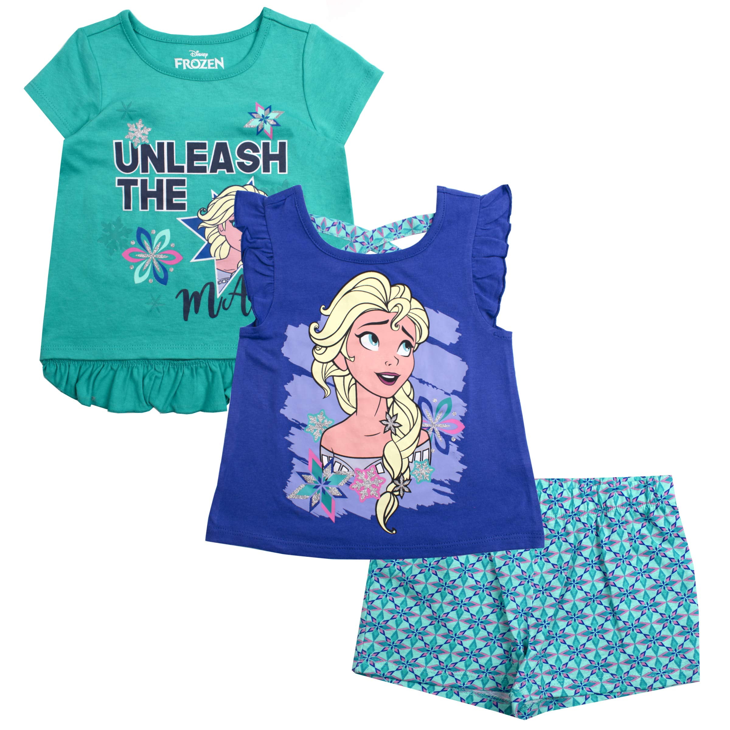 Disney Girls 3-Piece Shirts and Short Set: Wide Variety Includes Minnie ...
