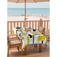 Abstract Lines Rectangle Outdoor Tablecloth with Umbrella Hole Black ...