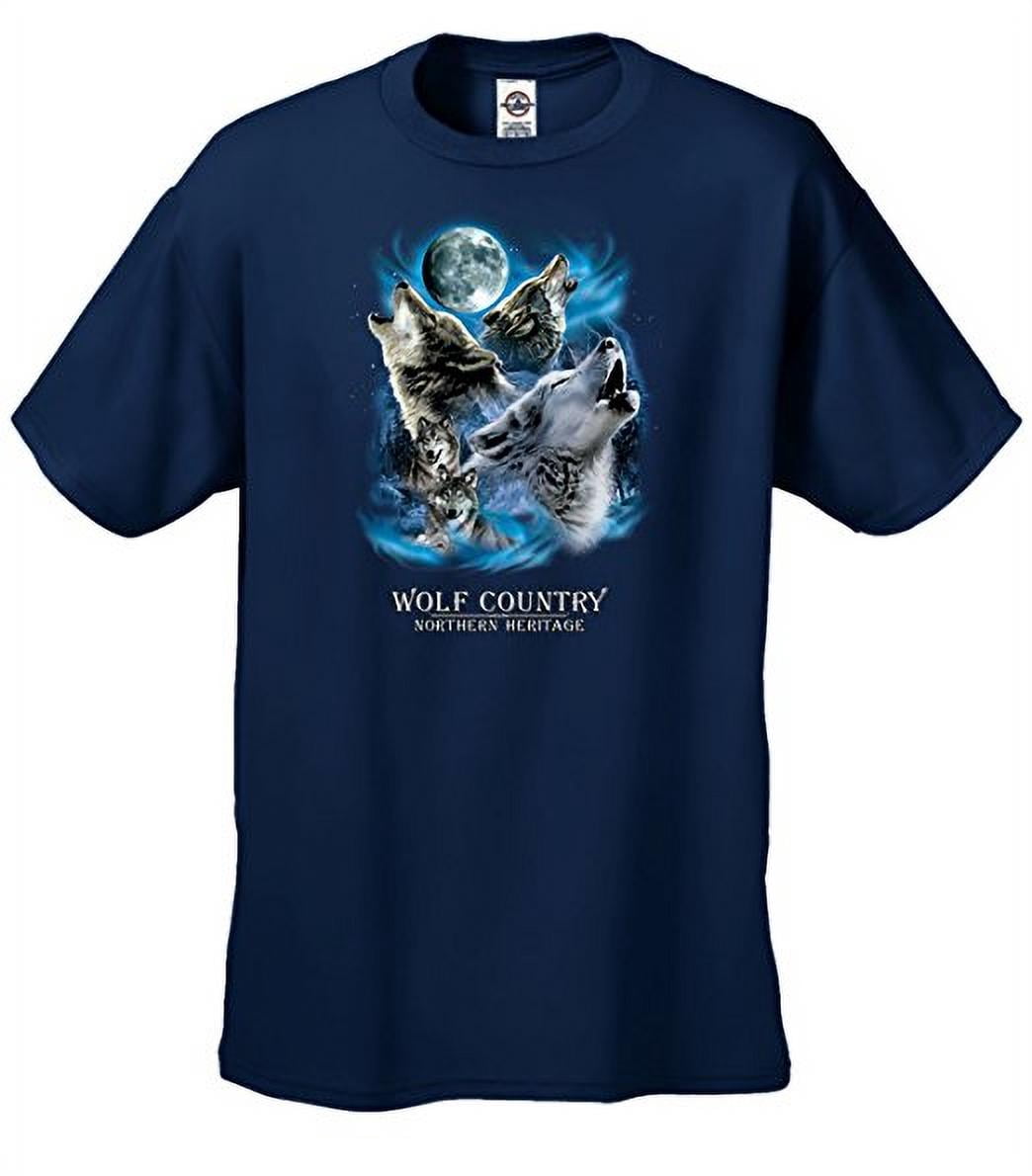 Wolf Country Howling at The Moon Short Sleeve T-shirt-Navy-XXL ...