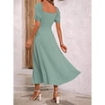 Allover Floral Knot Split Thigh A-Line Milkmaid Dress Maxi Vacation ...
