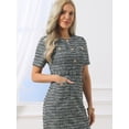 DARING DIVA Women's Short Sleeve Pencil Tweed Sheath Dress with Belted ...
