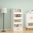 Jopath 4-Tier Bookcase with 3 Sliding Drawers and 1 Bottom Drawer,Kids ...